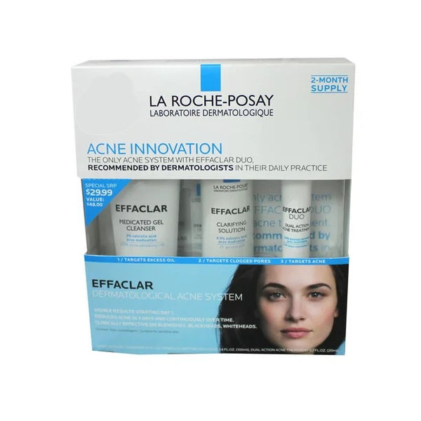 LA ROCHE POSAY Effaclar Dermatological Acne 3-Step System بكج معالج حب ...